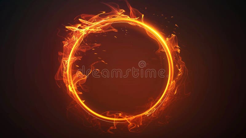 An Abstract Illustration of Fire Circles with a Light Trail Glow Effect ...