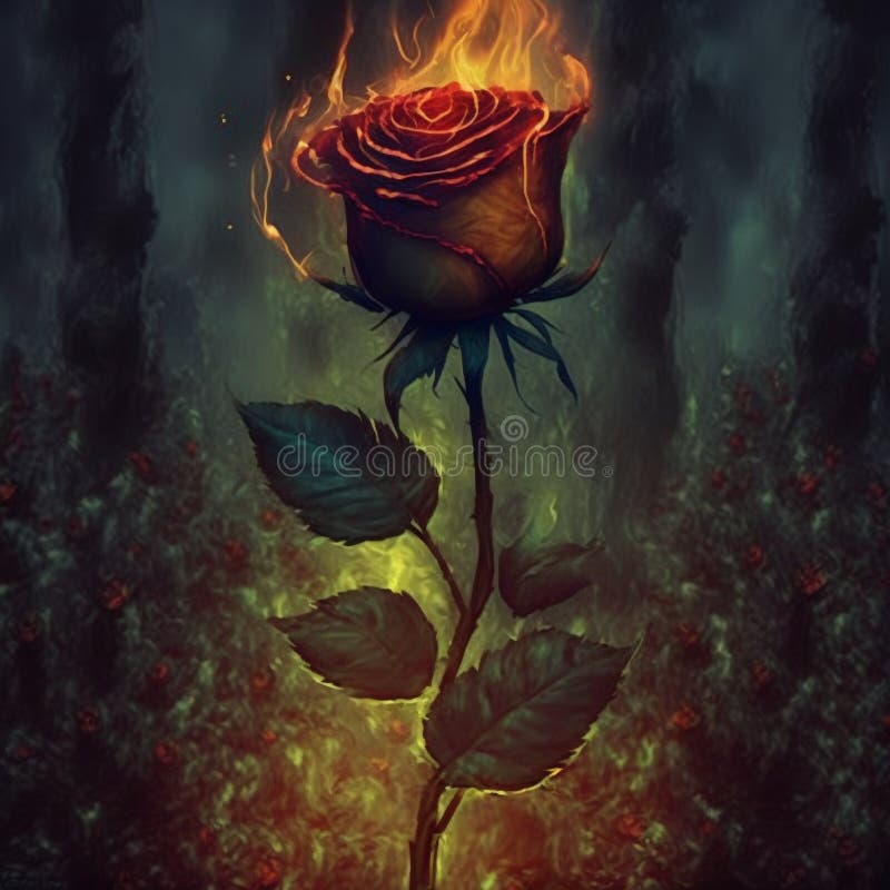 Drawings Of Flaming Roses