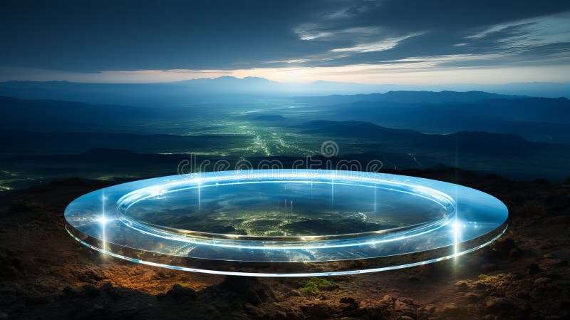 Abstract Illustration of a Flat Earth Under a Dome. Stock Image - Image ...