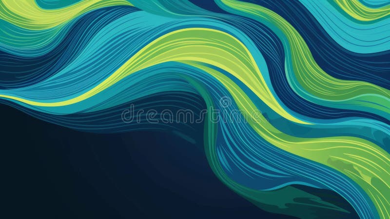 Abstract Illustration of Flowing Blue and Green Waves, Evocative of ...