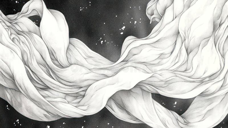 Abstract Illustration of Flowing Fabric Against a Cosmic Backdrop Stock ...