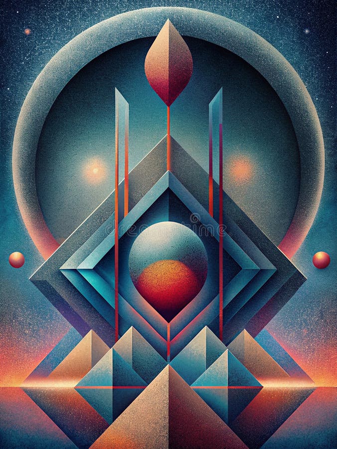 Abstract Illustration with Grain Effects Presenting Constructivist ...