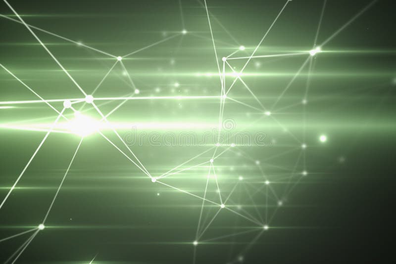 Abstract Illustration of Green Glowing Network of Connections and ...