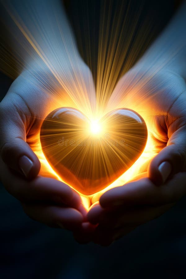 An Abstract Illustration of Hands Gently Cradling a Glowing Heart, with ...