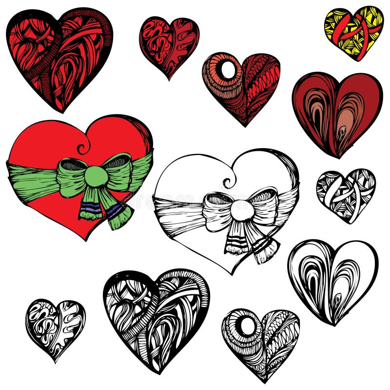 Abstract Illustration of Heart in Different Styles Stock Vector ...