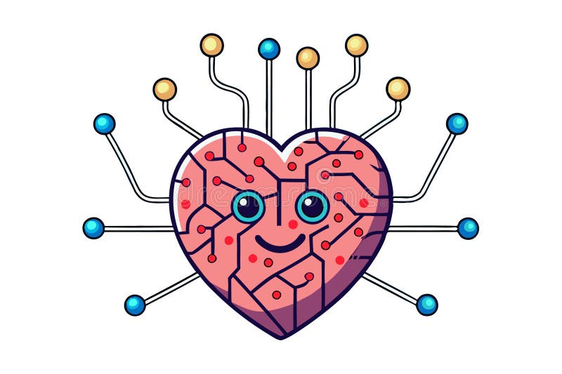 Abstract Illustration of a Heart with Neural Network Patterns, Perfect ...