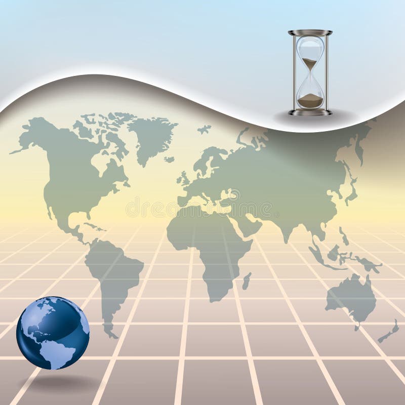 Abstract Illustration with Hourglass Earth Map Stock Vector ...