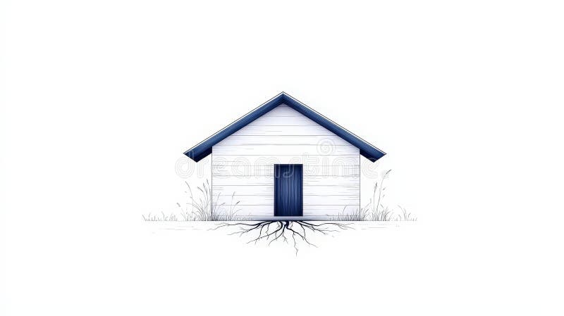 Abstract Illustration of a House with Roots Symbolizing Stability and ...