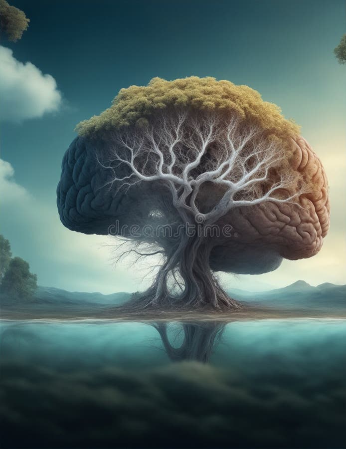Mystic Illustration of Human Brain As Tree Stock Illustration ...