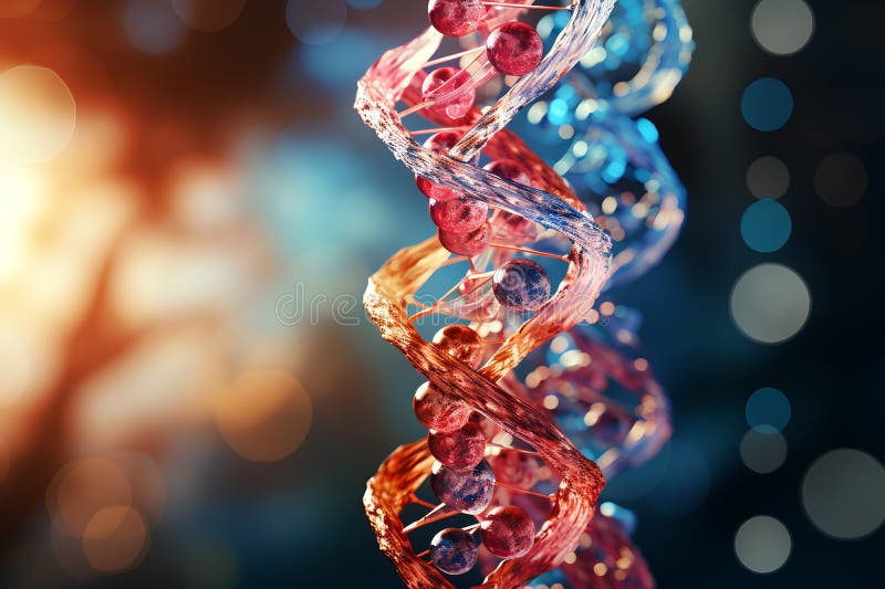 Abstract Illustration of Human Dna Close Up on Blurred Background Stock ...