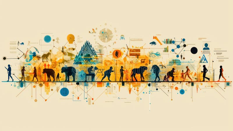 Abstract Illustration of Human Evolution Progress and Innovation Stock ...