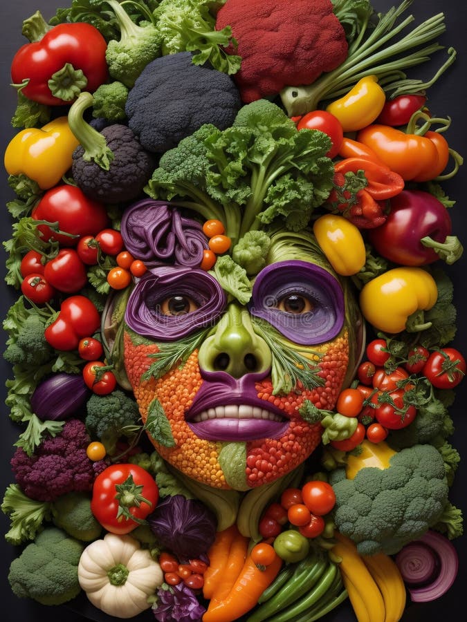 Abstract Illustration of a Human Face Composed of Different Types of ...