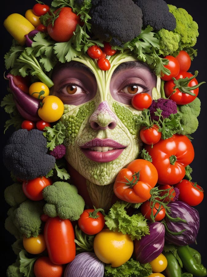 Abstract Illustration of a Human Face Composed of Different Types of ...