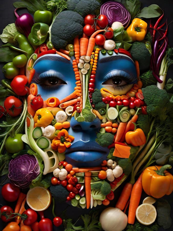 Abstract Illustration of a Human Face Composed of Different Types of ...