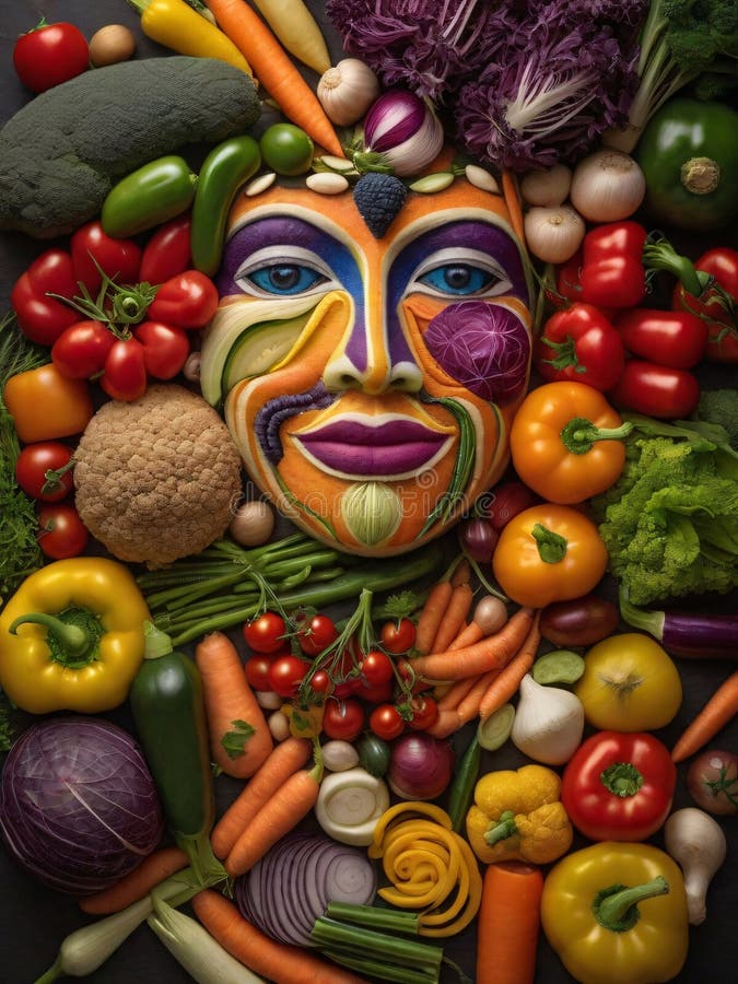 Abstract Illustration of a Human Face Composed of Different Types of ...