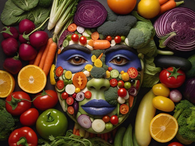 Abstract Illustration of a Human Face Composed of Different Types of ...