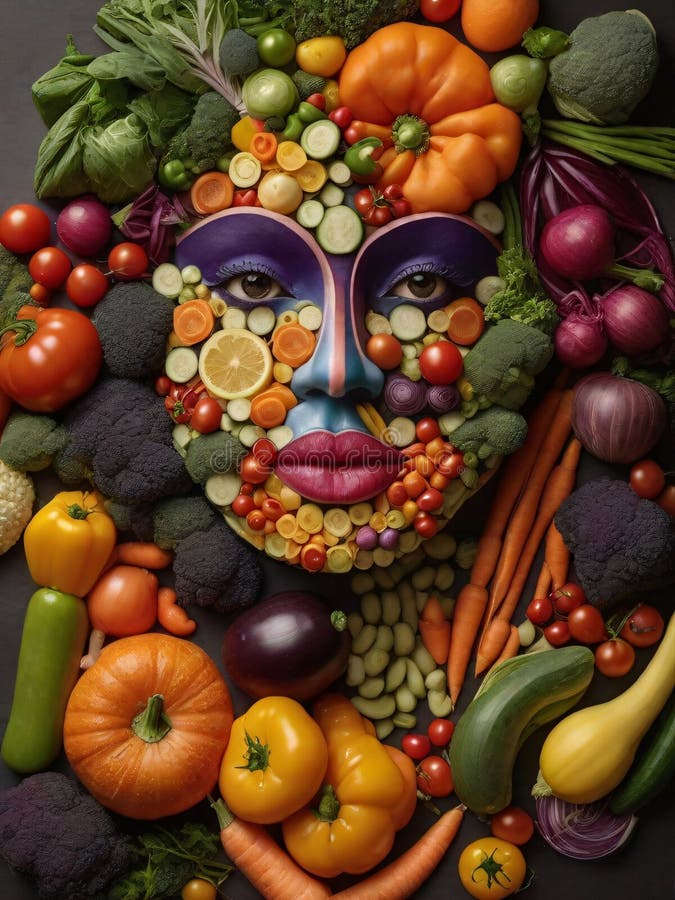 Abstract Illustration of a Human Face Composed of Different Types of ...