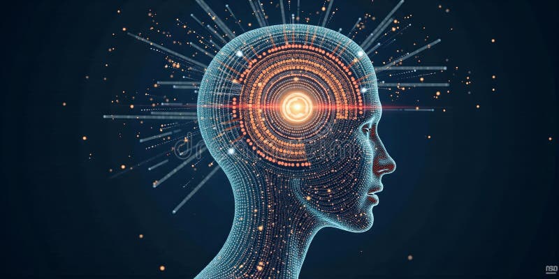 Mind S Radiant Energy: Futuristic Human Head with Glowing Particles ...