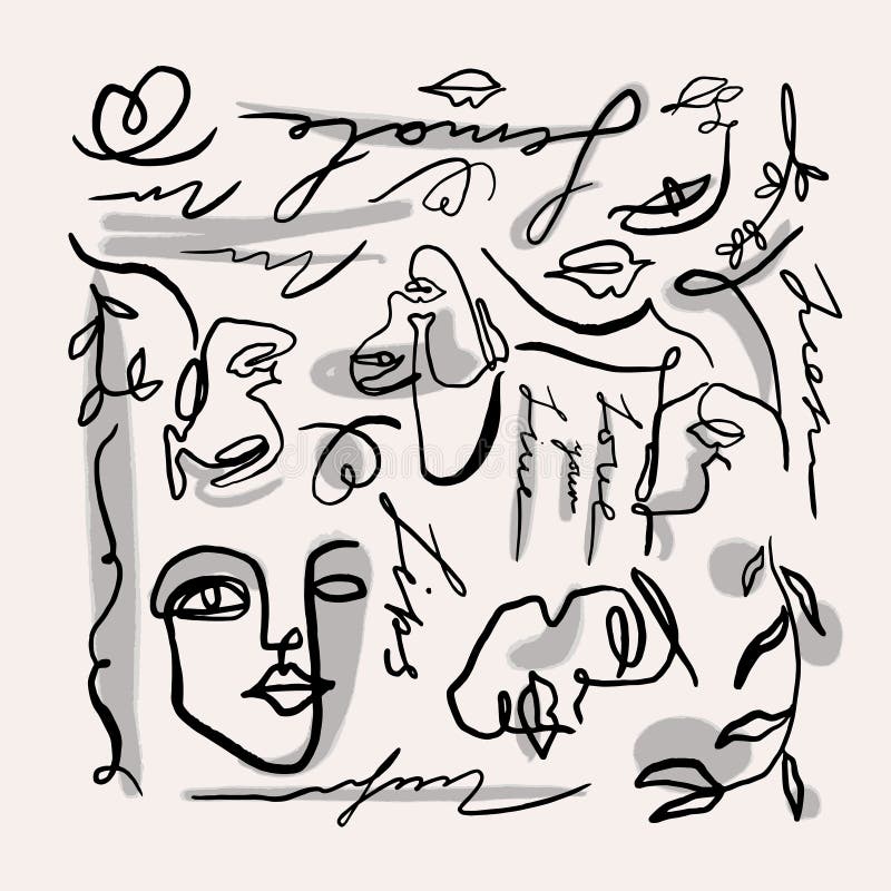 Abstract Illustration with Humans Faces . Vector Illustration in ...