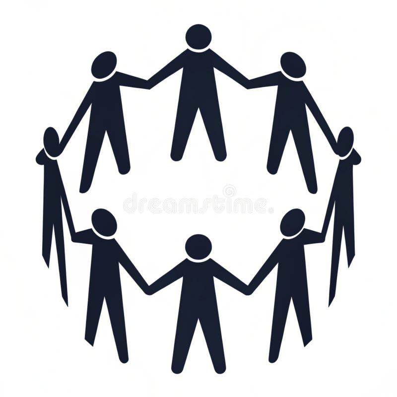 Abstract Illustration of Individuals Joining Hands in a Circle ...