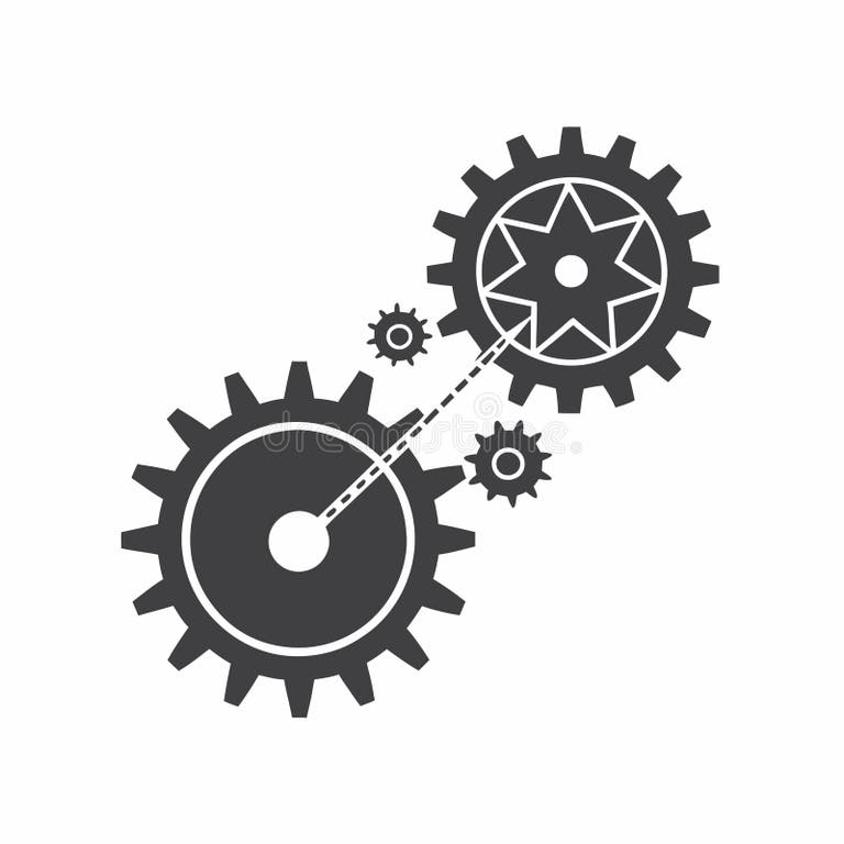 Abstract Illustration of Interlocking Gears with a Connected Star ...
