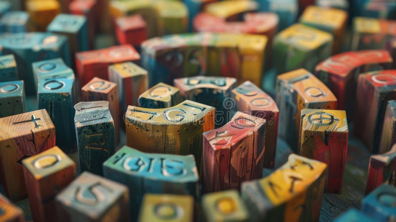 Abstract Illustration of Labyrinth with Numbered Wooden Blocks ... Abstract Illustration of Labyrinth with Numbered Wooden Blocks ...