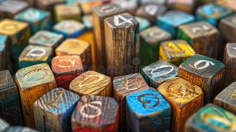 Abstract Illustration of Labyrinth with Numbered Wooden Blocks ... Abstract Illustration of Labyrinth with Numbered Wooden Blocks ...