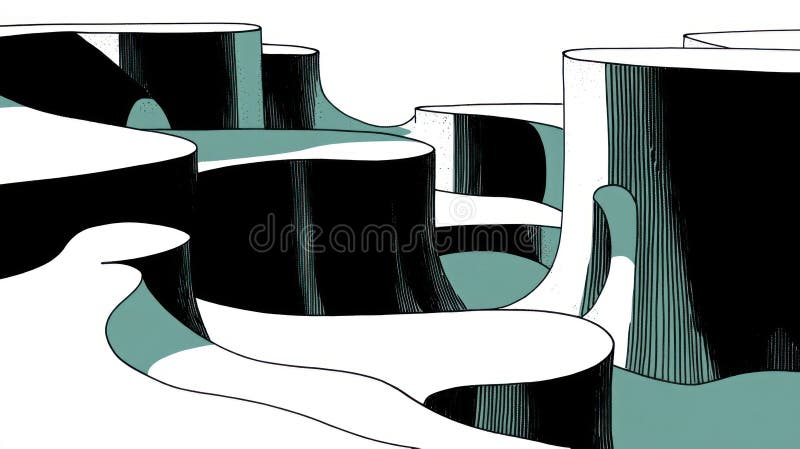Abstract Illustration of Layered Forms with Contrasting Colors and ...
