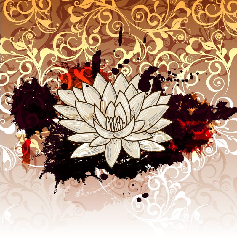Drawing lotus flower stock illustration. Illustration of lotus - 26670302