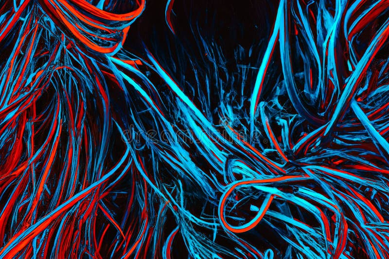 Abstract Illustration of Messy Blue and Red Strings for a Background or ...