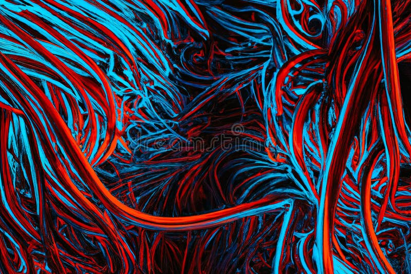 Abstract Illustration of Messy Blue and Red Strings for a Background or ...