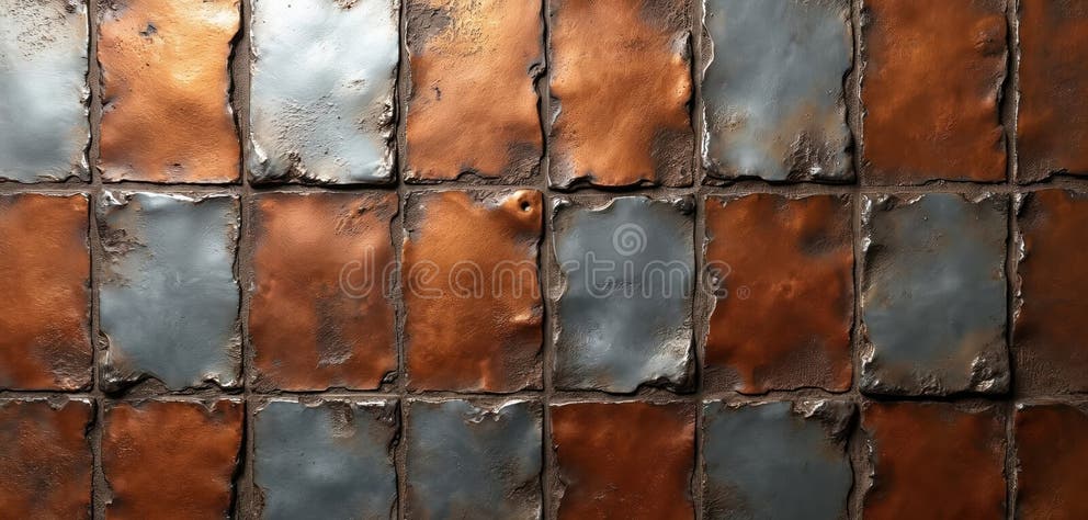 Abstract Illustration of Metal Wall Panel Featuring Distressed Bronze ...