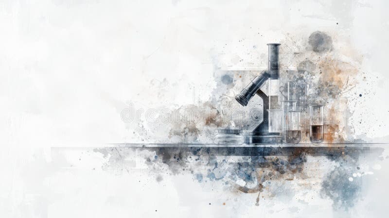 Abstract Illustration of a Microscope with Scientific Elements, Perfect ...