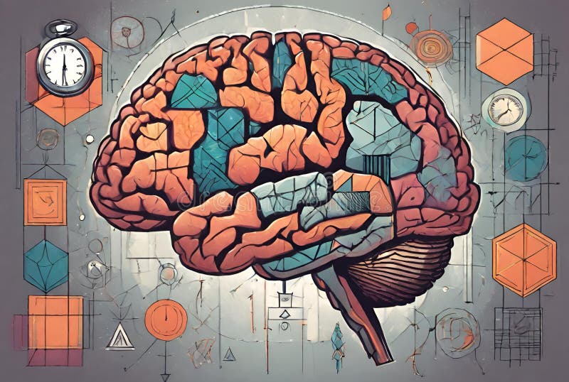 Abstract Illustration of Modern Technological Human Brain and Time ...
