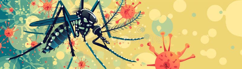 Abstract Illustration of a Mosquito and Virus Cells Stock Illustration ...