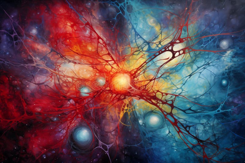 Abstract Illustration of Multi-colored Neural Connections of the Brain ...