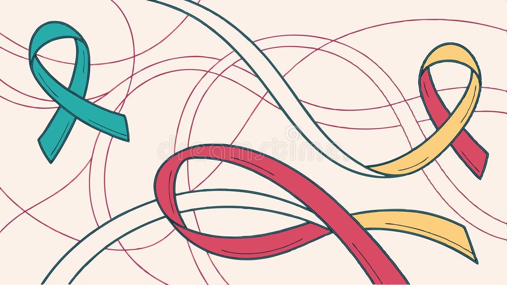 Abstract Illustration of Multiple Intertwined Awareness Ribbons ...