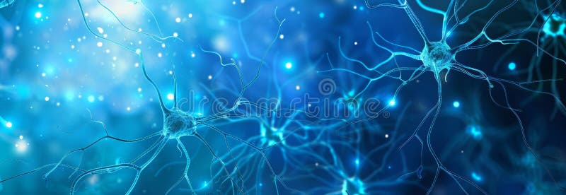 Abstract Illustration of Nerve Endings on Blue Gradient Highlighting ...
