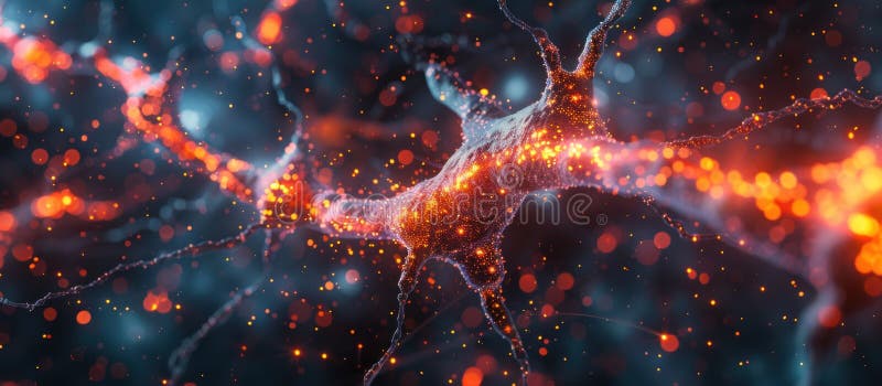 Abstract Illustration of Neuron and Data Flow Stock Photo - Image of ...
