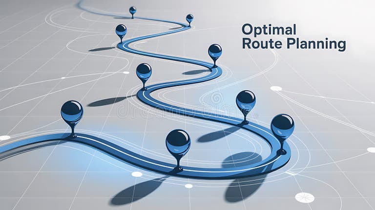 Abstract Illustration of Optimal Route Planning with Navigation Markers ...