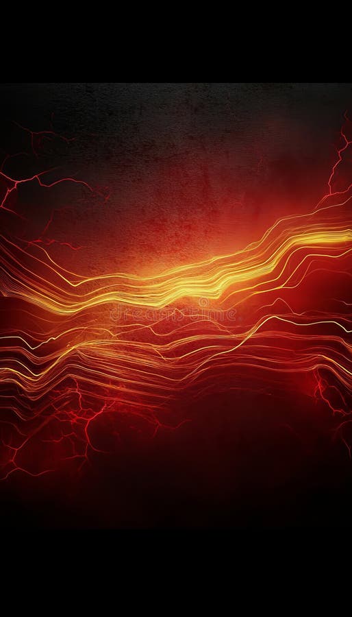 Abstract Illustration of Orange Light Rays, Wavy Lines Energy ...