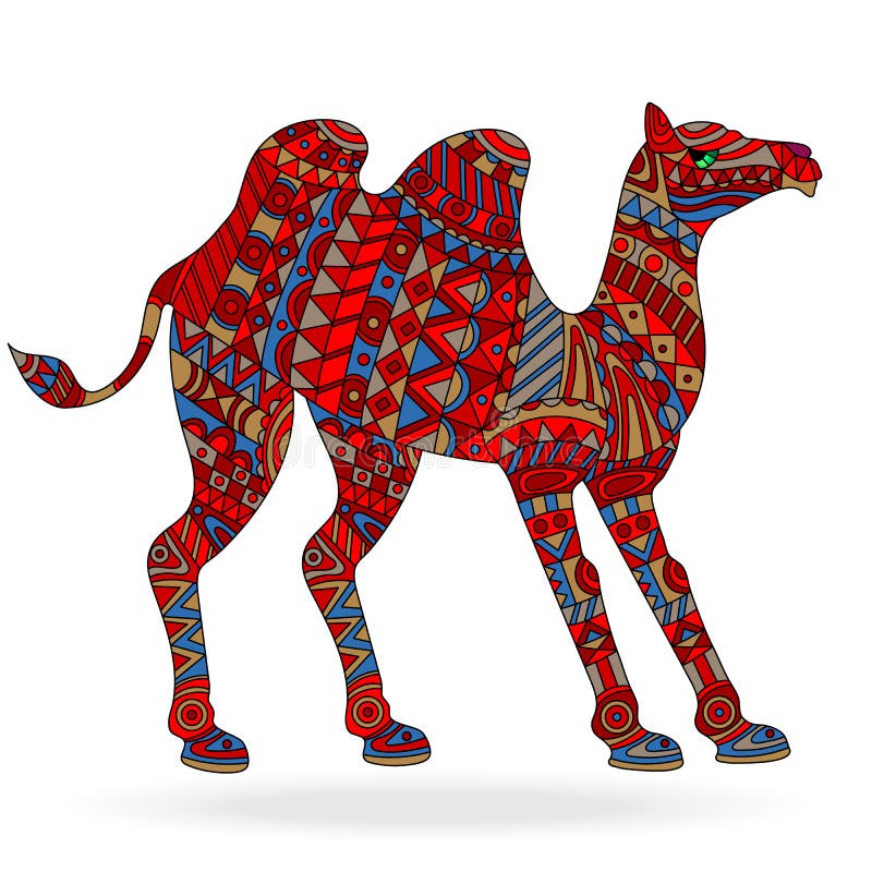 Abstract Illustration with Patterned Camel on White Background ...