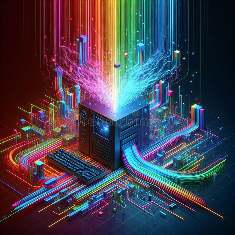 Abstract Illustration of a PC Attack Stock Illustration - Illustration ...