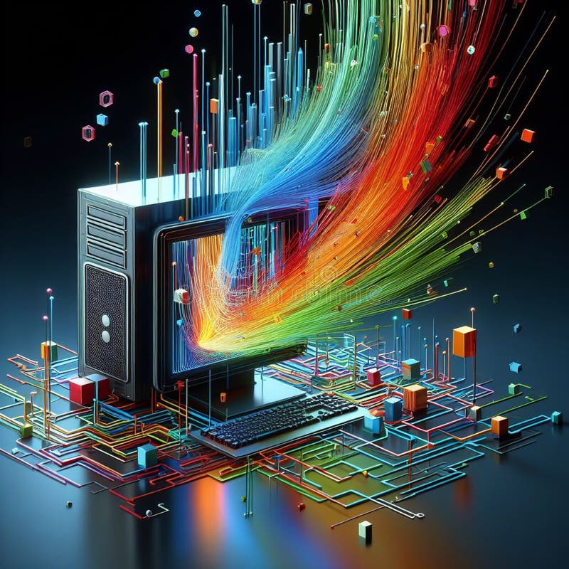 Abstract Illustration of a PC Attack Stock Illustration - Illustration ...