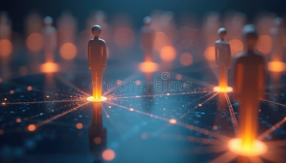 Abstract Illustration of People Figures Connected by Data Network ...