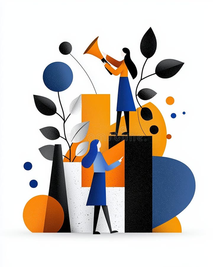 Abstract Illustration of People with Shapes Stock Illustration ...