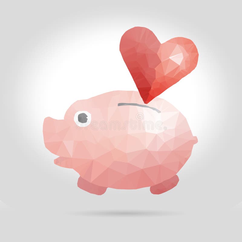 Abstract Illustration with Piggy Bank and Heart Stock Illustration ...