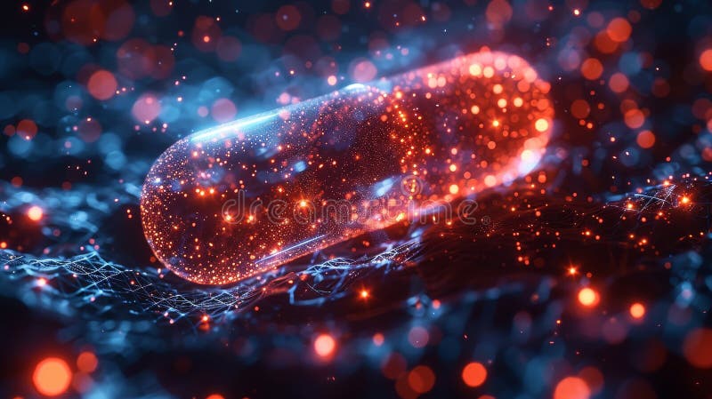 An Abstract Illustration of a Pill or Capsule. the Particles are ...