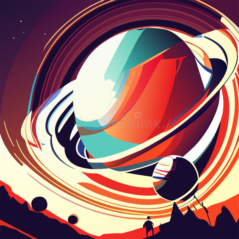 Abstract Illustration of the Planet Saturn in Outer Space. Vector ...