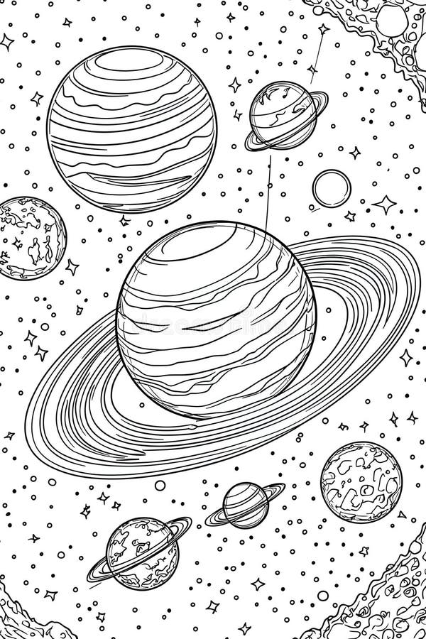 Abstract Illustration Planets Cosmic Setting Generative Ai Stock Photos ...